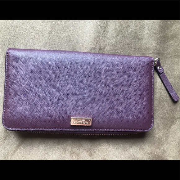 kate spade | Bags | Authentic Kate Spade Purple Long Wallet Clutch Bag ...
